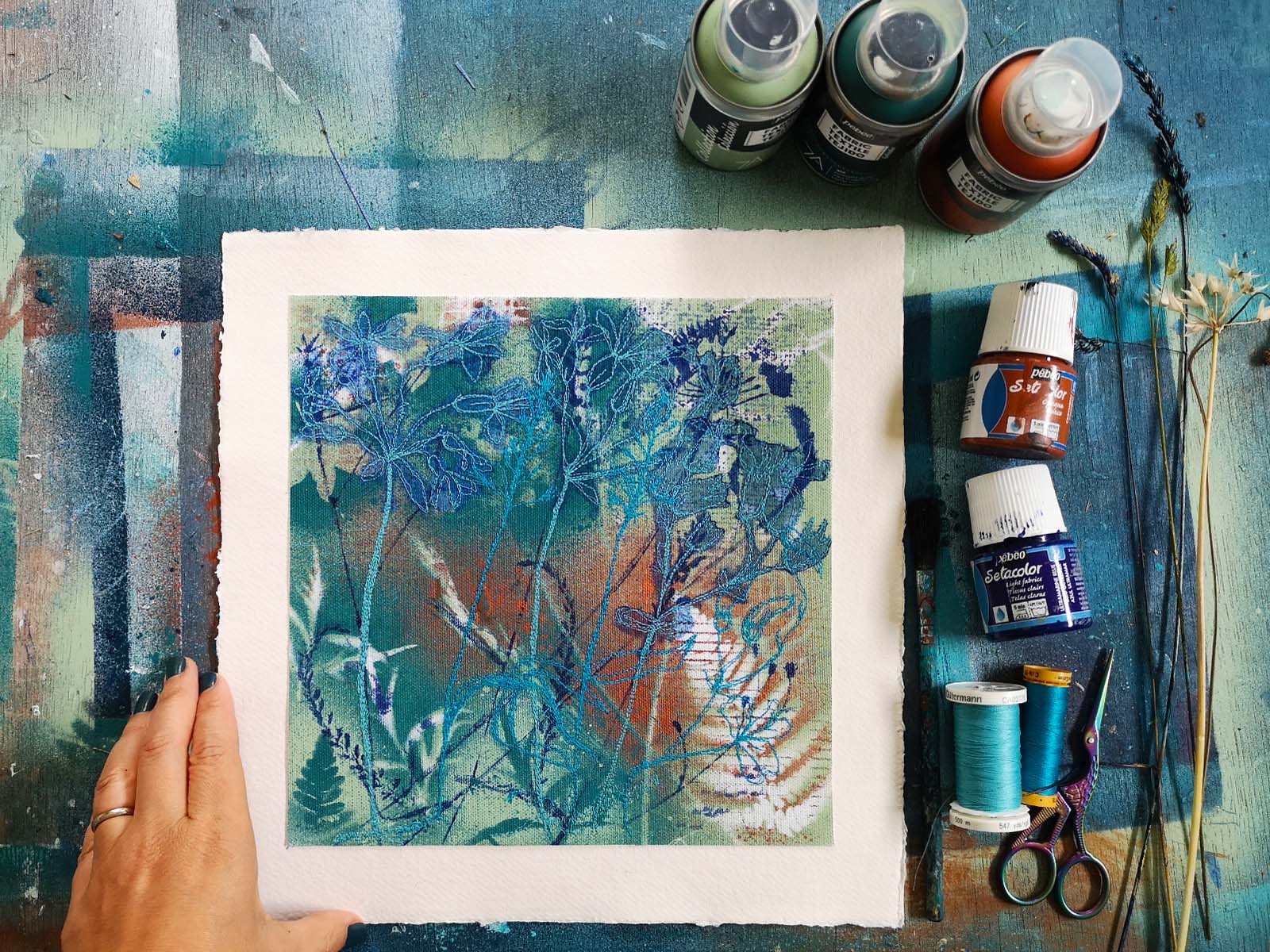 Layered Botanicals textile art workshop with artist Ellie Hipkin